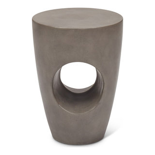 Hayden Fiber-Reinforced Concrete Dark Grey Stool, 14.25W x 14.25D x 17 ...