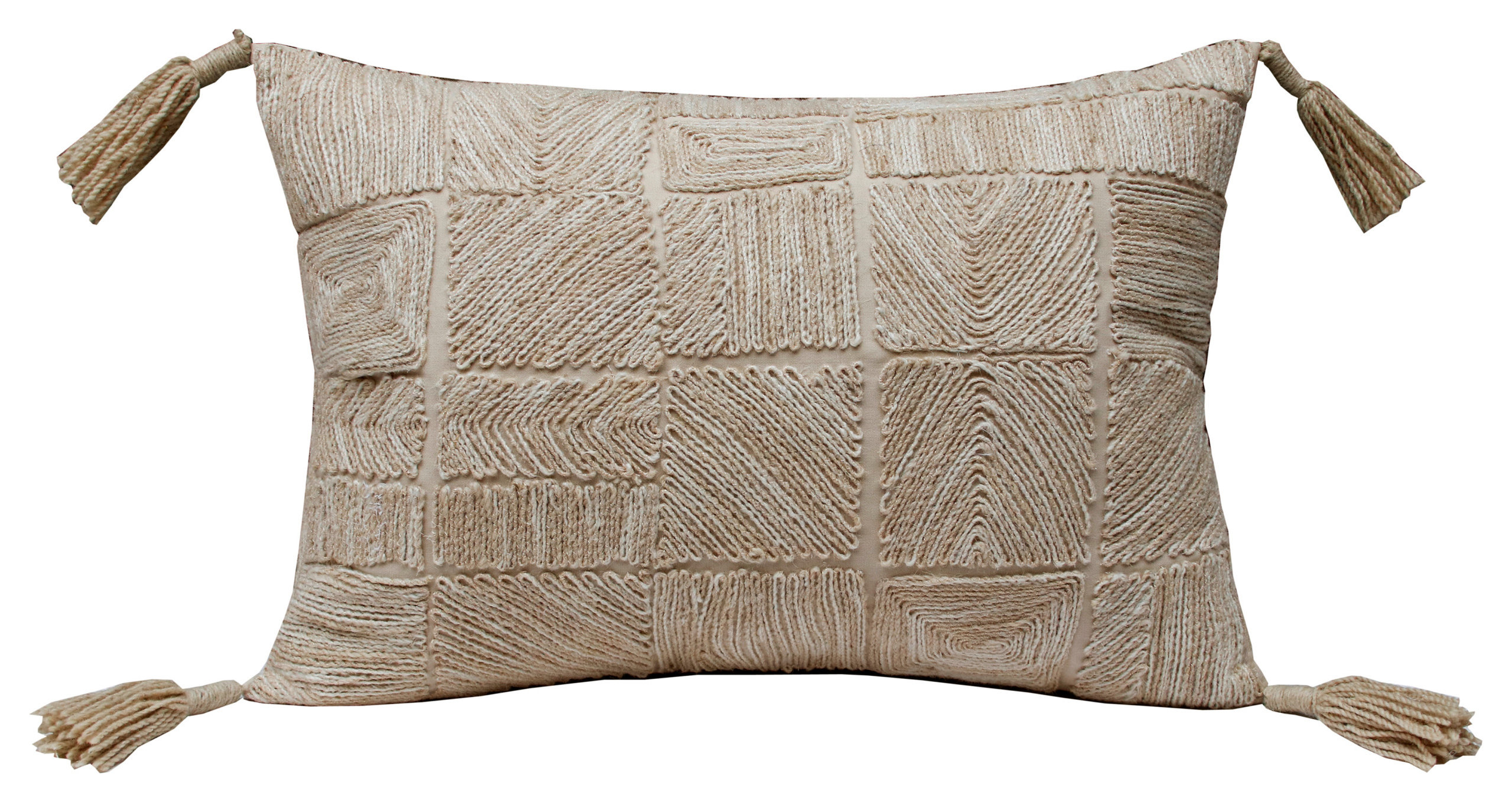 Honeydew Handmade Tan Cotton/Wool Throw Pillow, 14"x20" - Transitional ...