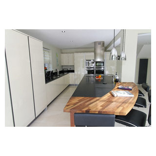 High Gloss Alpine White and Walnut Kitchen - Modern - Kent - by Danmar ...