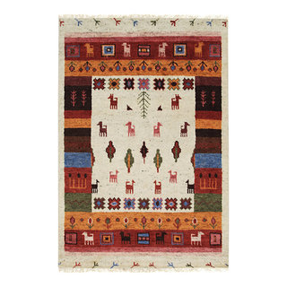 Hand-Knotted Wool Ivory Traditional Classic Modern Knot Rug ...