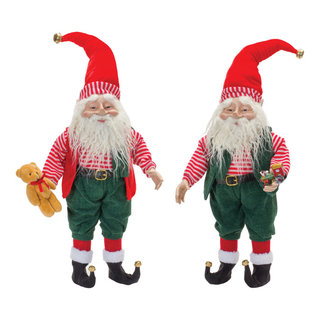 Plush Toy Shop Santa, Set of 2 - Traditional - Holiday Accents And ...