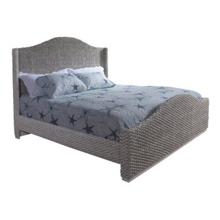 Driftwood King Gray Braided Sheltered Woven Bed - Tropical - Panel Beds ...