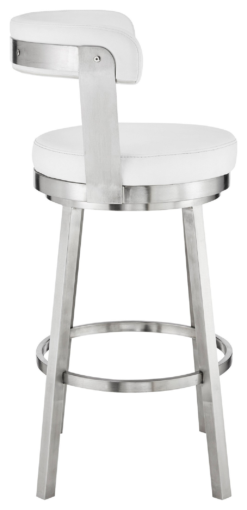 Benzara BM271160 Swivel Barstool, Curved Open Back & Metal Legs, White ...