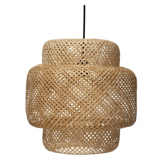 Handwoven Bamboo Ceiling Light, Natural - Tropical - Pendant Lighting ...