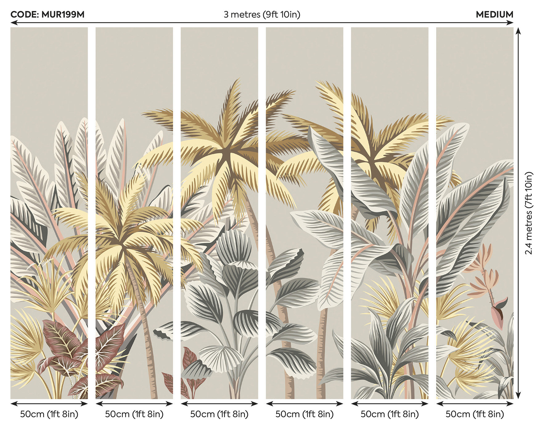 Golden Tropical Palm Trees Wall Mural - Tropical - Wallpaper - by ...