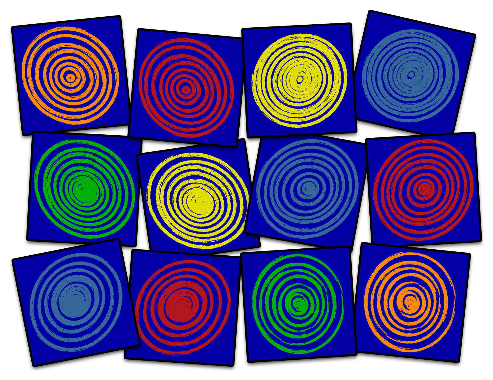 Flagship Carpets CW1855-15S12 Circles Primary, Set of 12, 15 Flagship Carpets CW1855-15S12 Circles Primary, Set of 12, 15