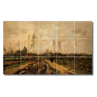 Vincent Van Gogh Landscapes Painting Ceramic Tile Mural #586, 40" Wide ...