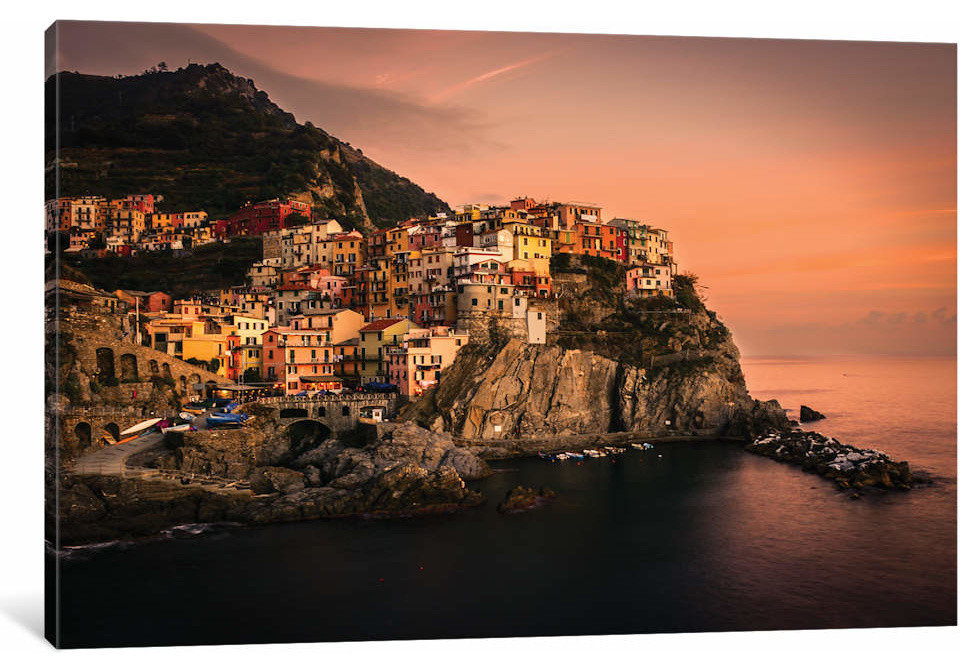 "Manarola" by Enzo Romano Canvas Print, 8"x12"x0.75" - Beach Style ...