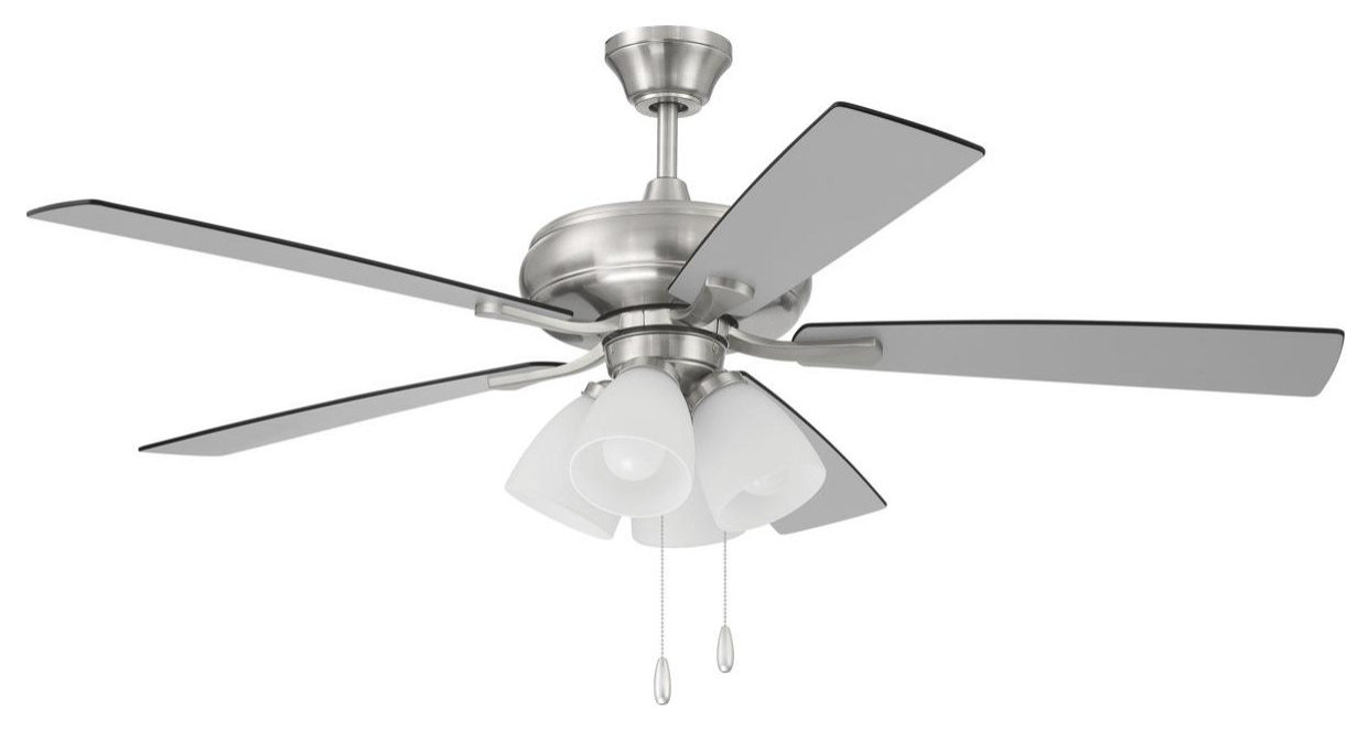 Eos 4 Light 52 in. Indoor Ceiling Fan, Brushed Polished Nickel, Brushed ...