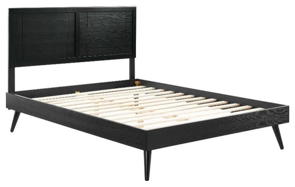 Modway Marlee King Wood Platform Bed with Splayed Legs in Black ...