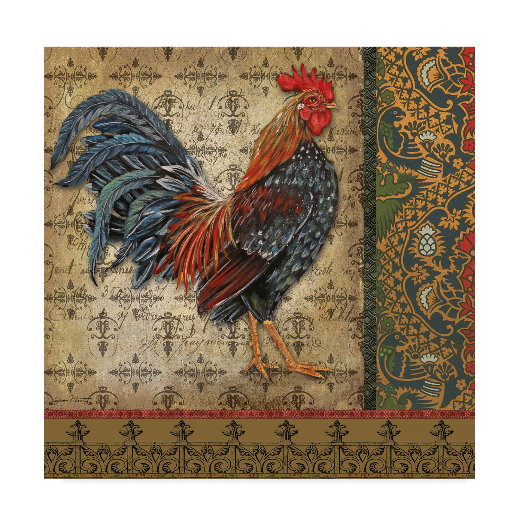 Jean Plout 'Vintage Rooster 2' Canvas Art, 18"x18" - Farmhouse - Prints ...