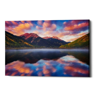 Epic Graffiti "Red Mountain Reflections" by Darren White, Giclee Canvas, 18"x26" - Contemporary ...