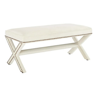 Rose Ivory Performance Velvet Accent Bench - Modern - Upholstered ...
