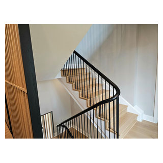 115_Stunning Continuous Rail System on 3 Story Floating Stairs ...