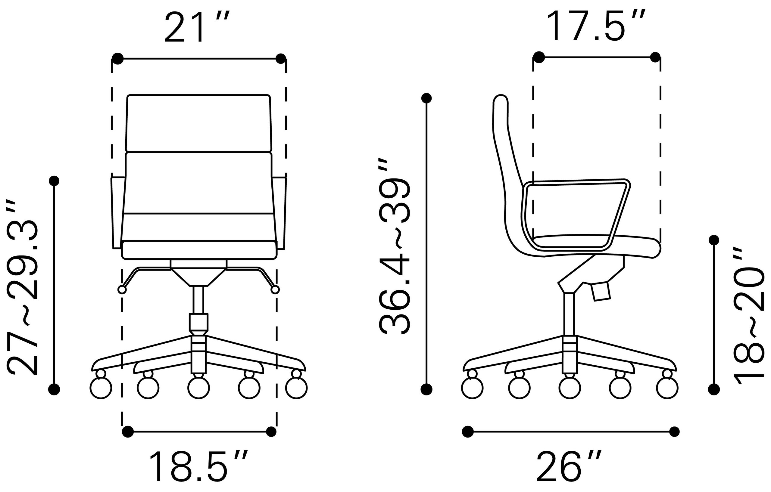 Engineer Low Back Office Chair Black - Contemporary - Office Chairs ...