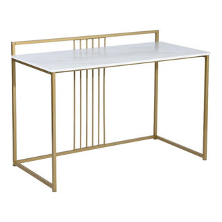 Homycasa 47" Retangular Wood Top & Metal Frame Computer Desk in White ...