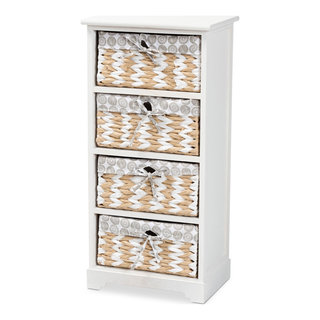 Modern Transitional White Finished Wood 4-Basket Storage Unit - Beach ...