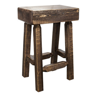 Homestead Counter Height Half Log Bar Stool, Stain and Lacquer Finish ...