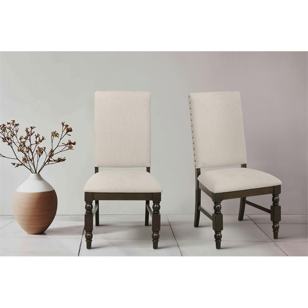 Lexicon Farmhouse Wood Dining Room Side Chair in Burnish Dark Oak (Set ...