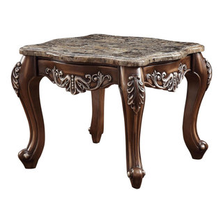 Elegant End Table, Ornate Queen Anne Legs With Square Marble Top ...