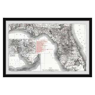 "Antique Map of Florida" Framed Painting Print, 24x16 - Contemporary ...