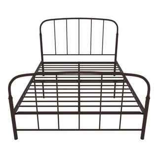 Vintage Bronze Metal Platform Bed With Adjustable Height and Slat ...