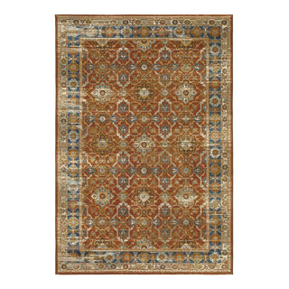 Nicholas Distressed Traditional Rust/ Blue Area Rug, 2' x 3'3 ...