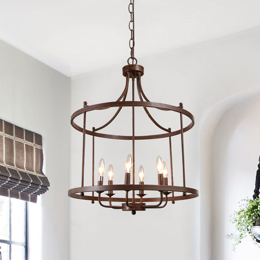 6-Light Lantern Wireframe Pendant Light - Transitional - Pendant ...