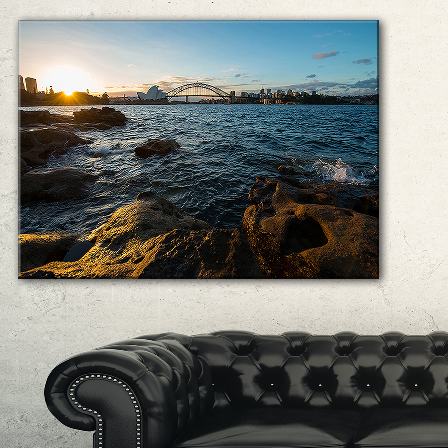 "Sunset At Opera House Sydney" Seashore Canvas Print, 40"x20" - Beach ...