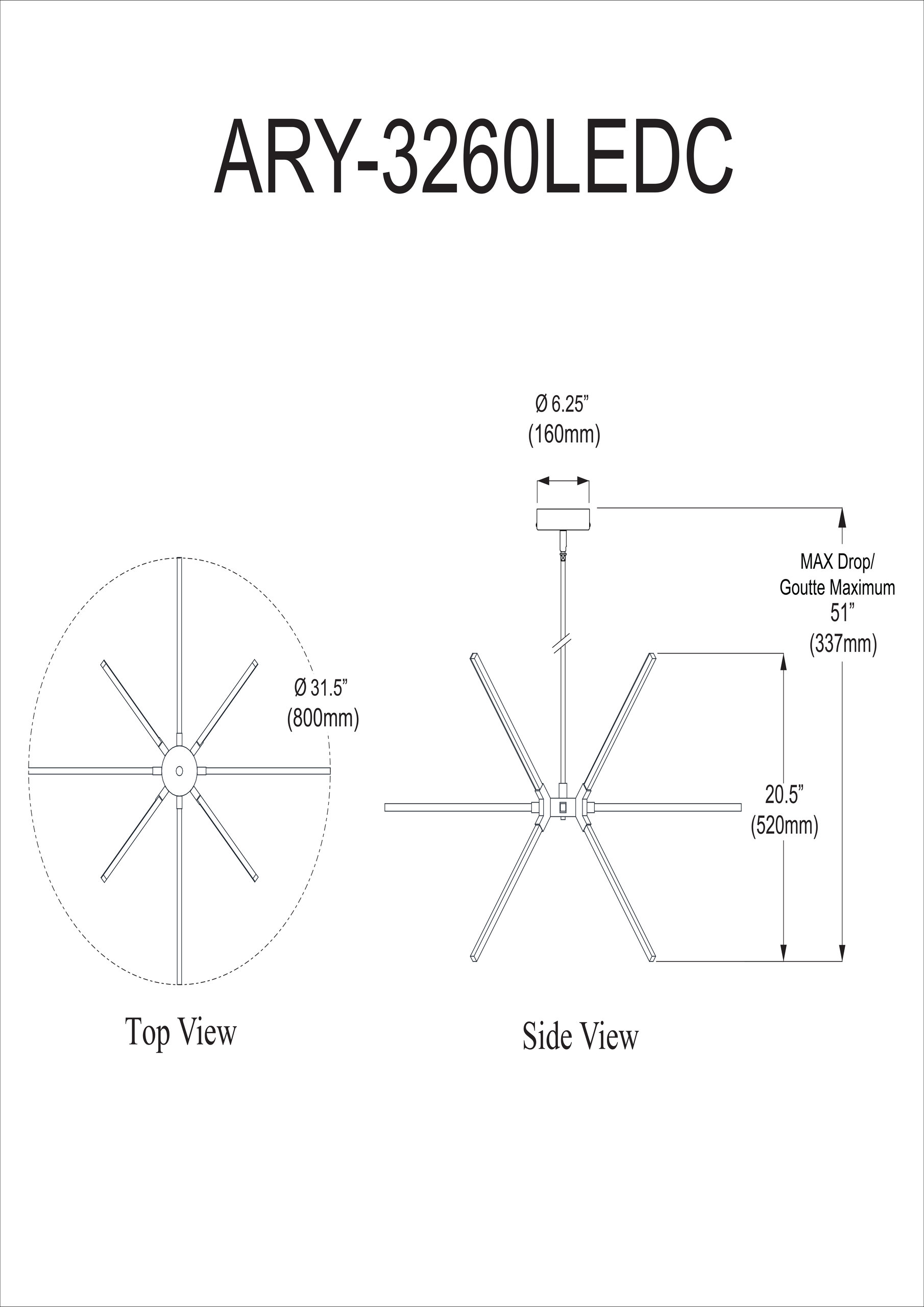 Array LED Chandelier 60W Aged Brass White Acrylic Diffuser - Modern ...