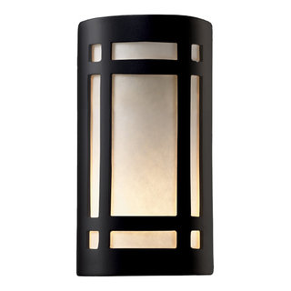 Ambiance Large Craftsman, Open Top/Bottom Sconce, Black/White ...
