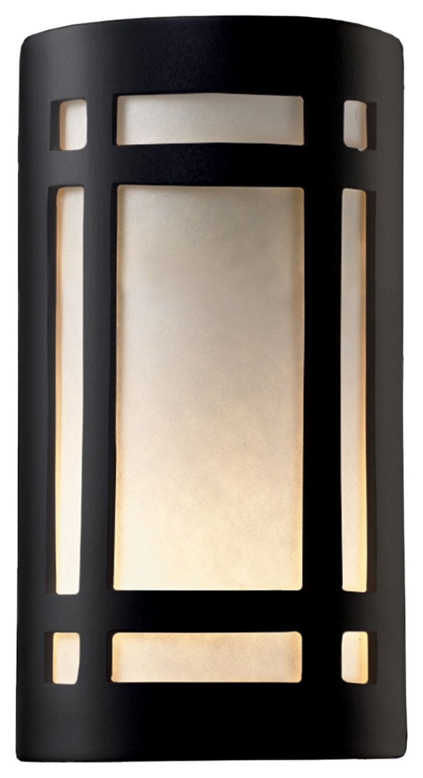 Ambiance Large Craftsman, Open Top/Bottom Sconce, Black/White ...