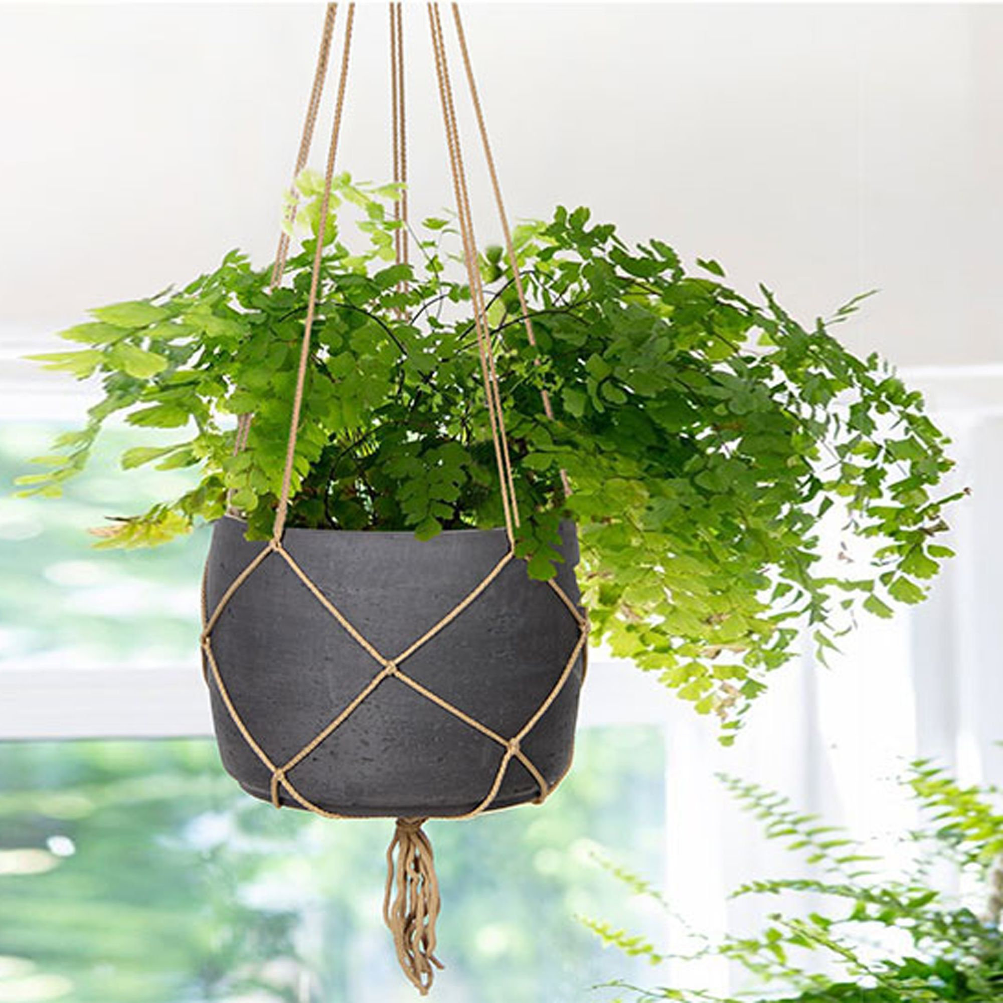 Patio 11" Wide Craft Hanging Pot With Netting - Beach Style - Indoor ...