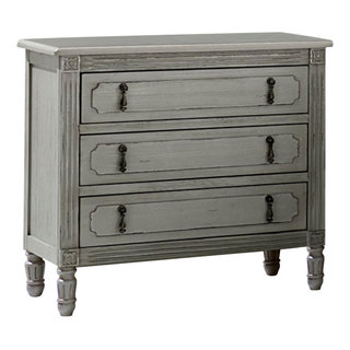 Wooden Night Stand With three Drawers Gray - Farmhouse - Nightstands ...