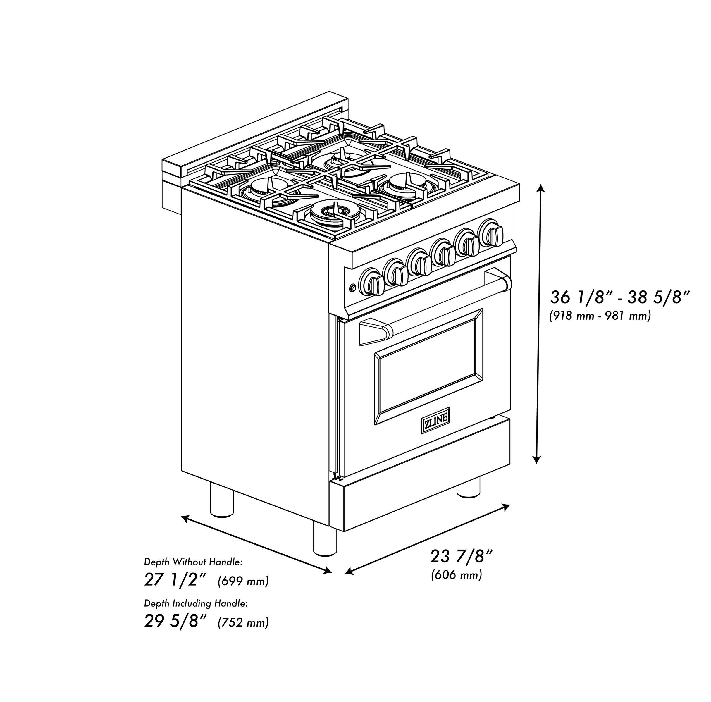 ZLINE Freestanding Range, Stainless Steel, Dual Fuel, RA24 ...