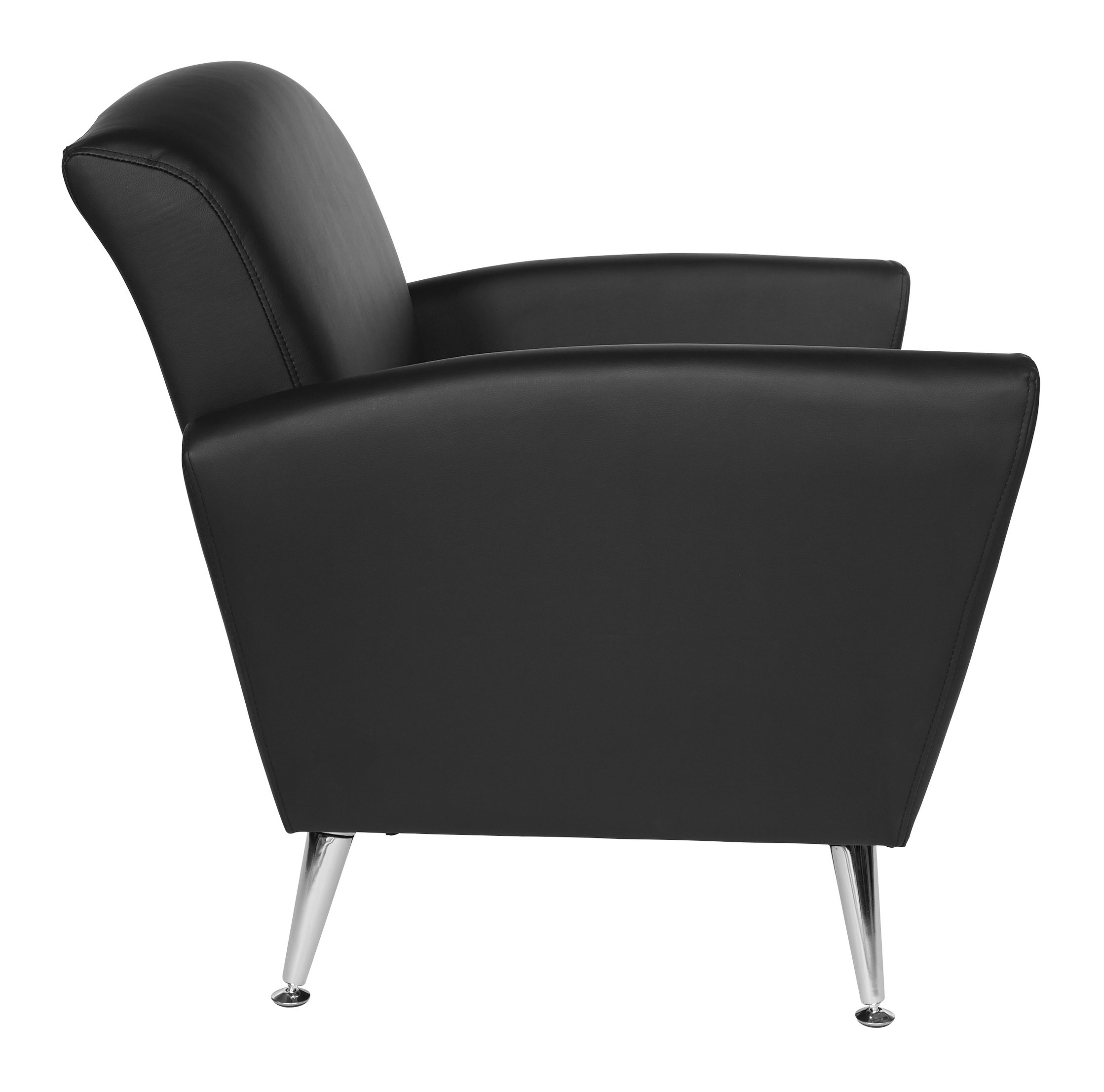 Club Chair, Bonded Leather With Chrome Legs - Midcentury - Armchairs ...