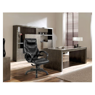 Genuine Leather High Back Executive Chair, Black Real Leather ...