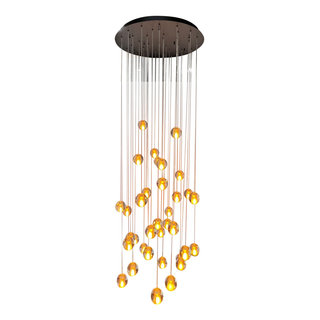 Orion 36 Light Floating Glass LED Chandelier, Round Canopy ...