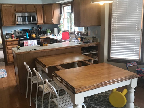 Kitchen Bar "T" Table Extension - Counter Height or Lower??