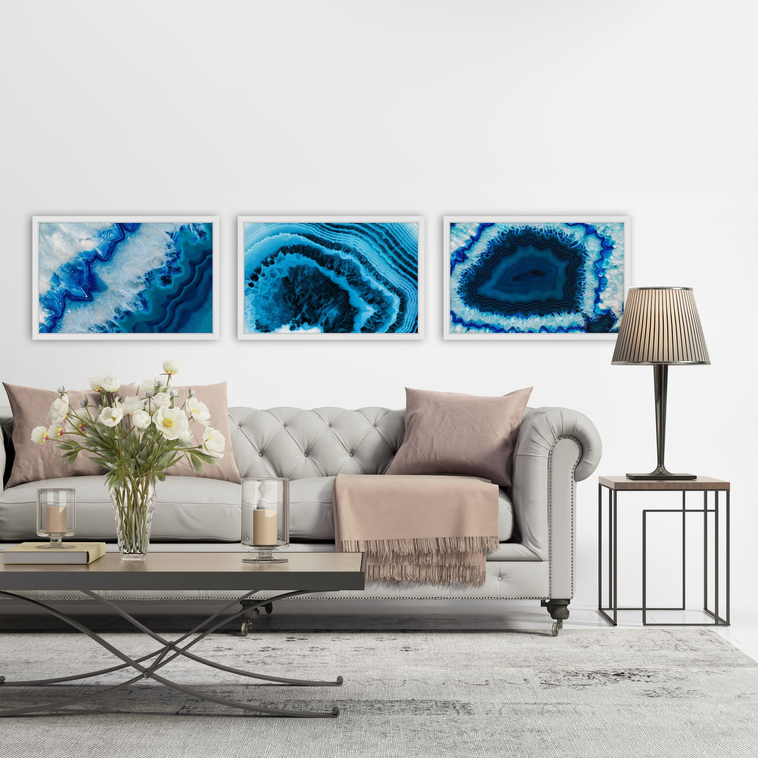 Icy Blue Veins Triptych, 72x16 - Contemporary - Prints And Posters - by ...