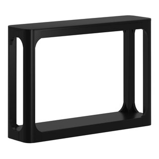 Slim Wood Entryway Table with Curved Edges and Built-In Storage Shelf ...