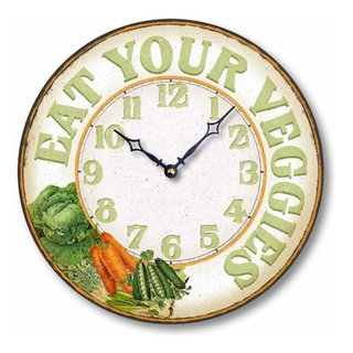 Vintage-Style Casual Kitchen Vegetables Clock - Eclectic - Wall Clocks ...