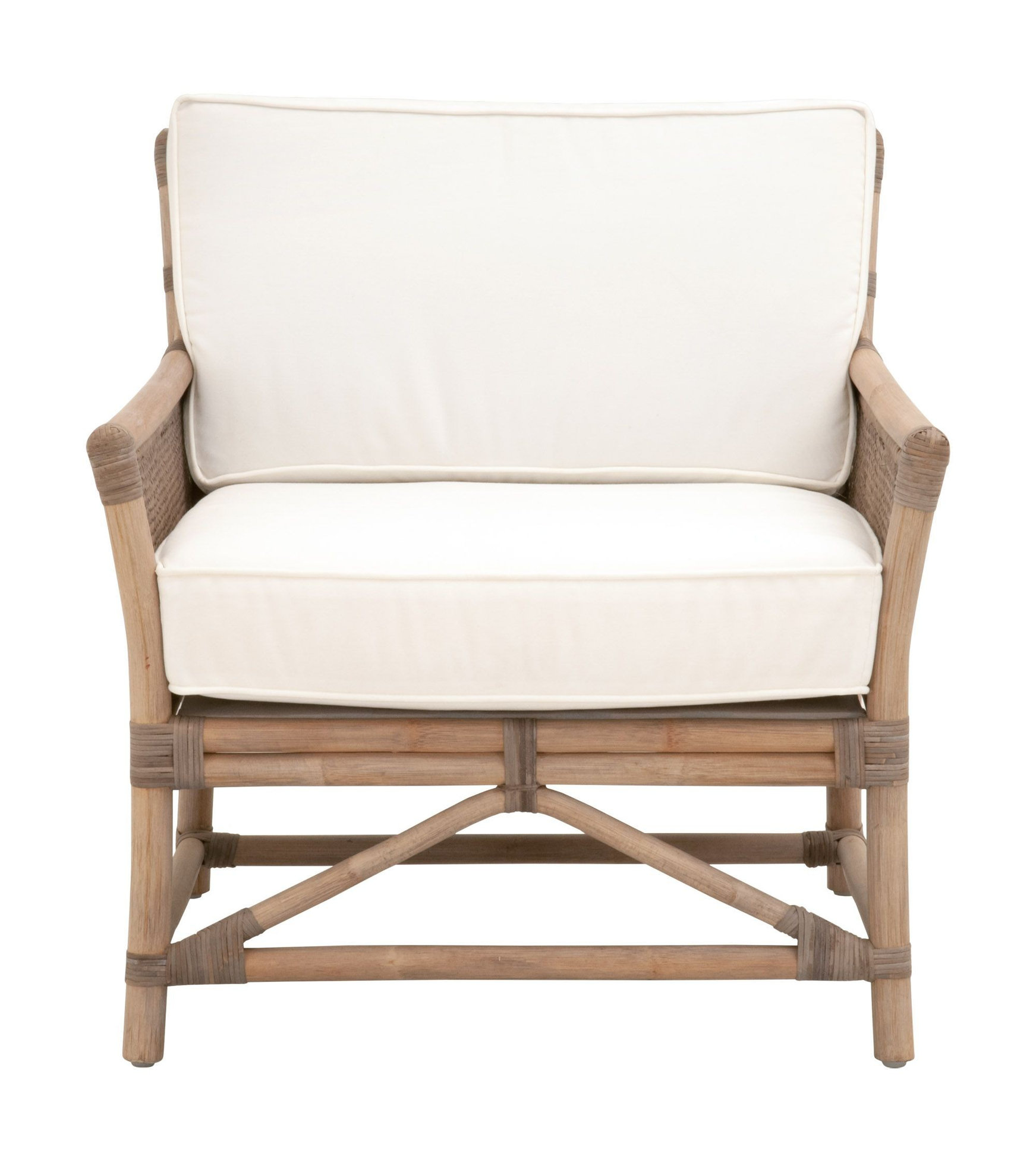 Benzara BM239935 Rattan Frame Club Chair, Removable Seat & Back ...