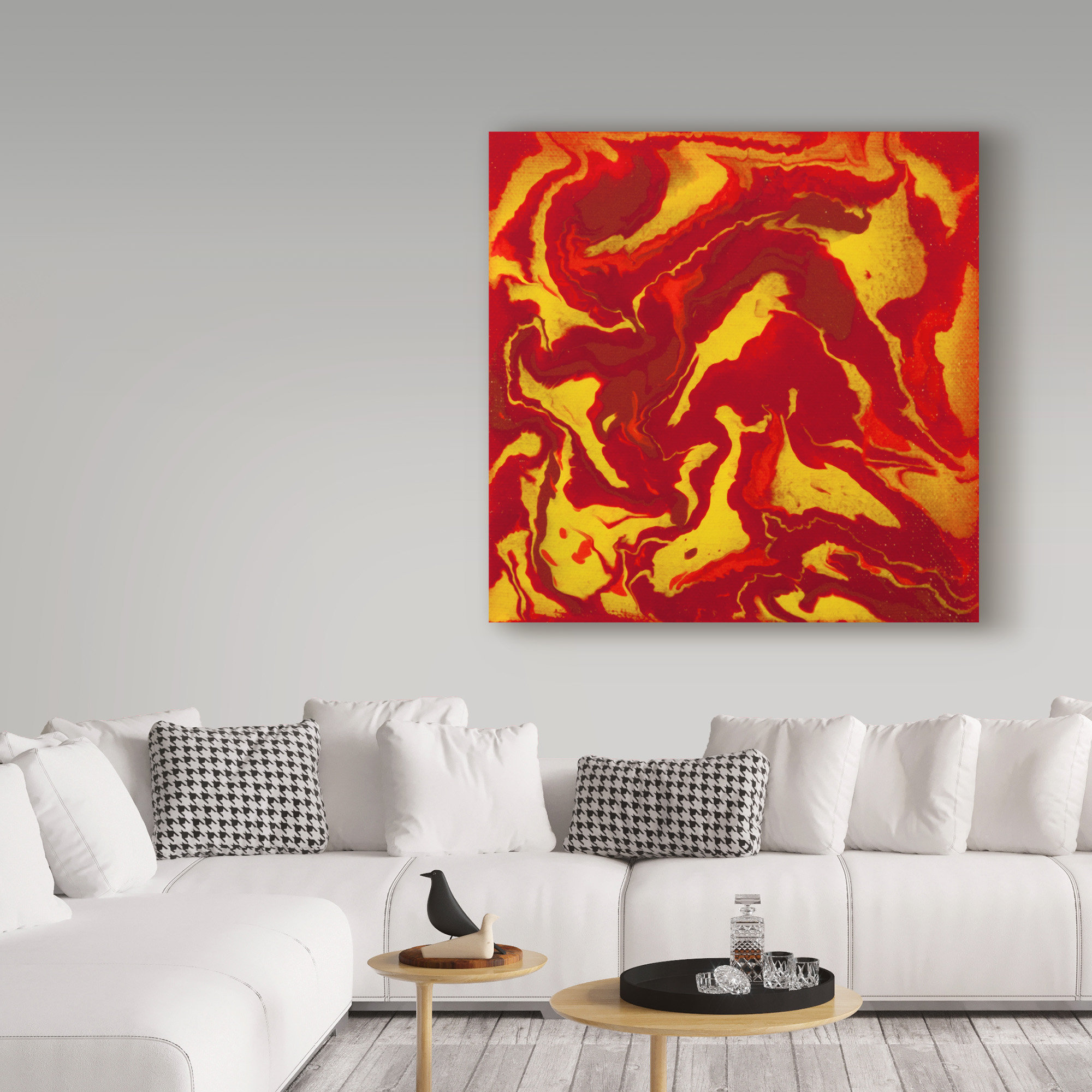"Liquid Industrial Yellow Red" by Hilary Winfield, Canvas Art, 35"x35 ...
