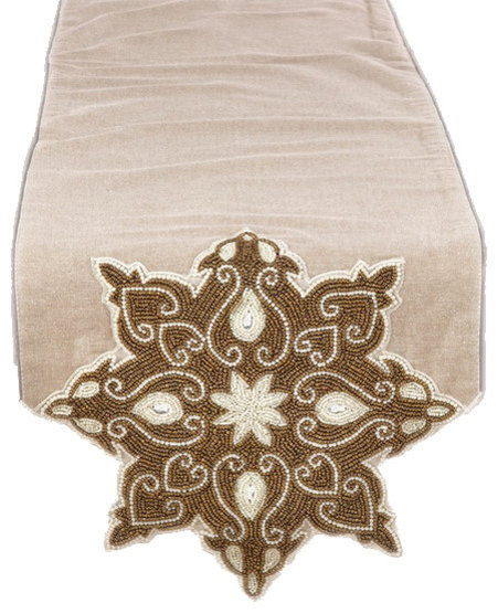 Beaded Snowflake Design Holiday Festive Table Runner - Contemporary ...