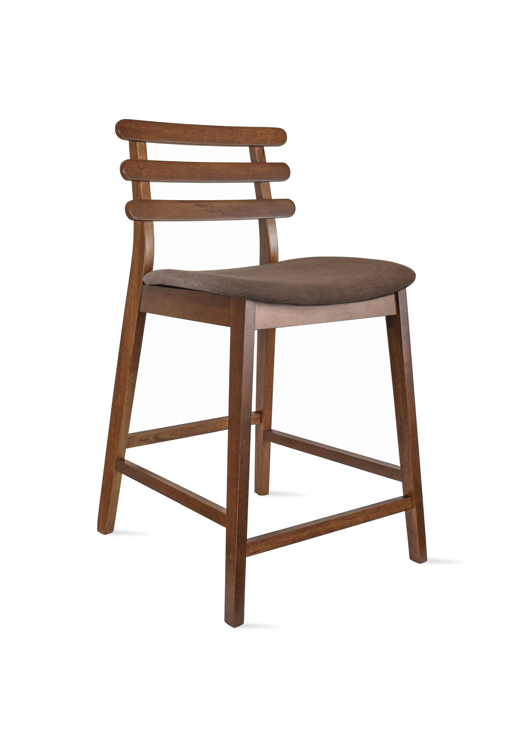 Dark Brown Wood Wooden With Ladder Back Cushion Counter Height Stools ...