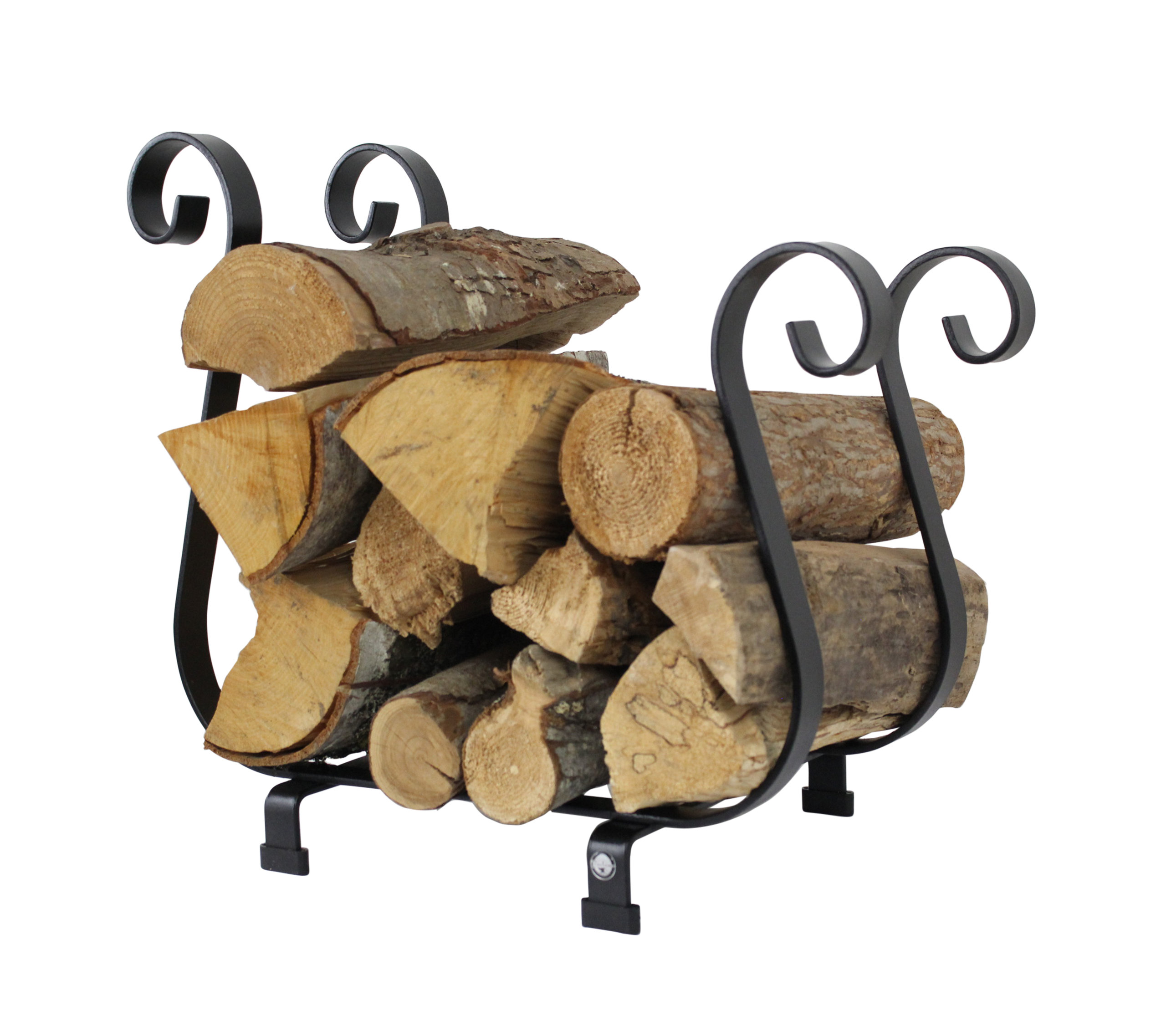Handcrafted Sleigh Fireplace Log Rack Black - Midcentury - Firewood ...