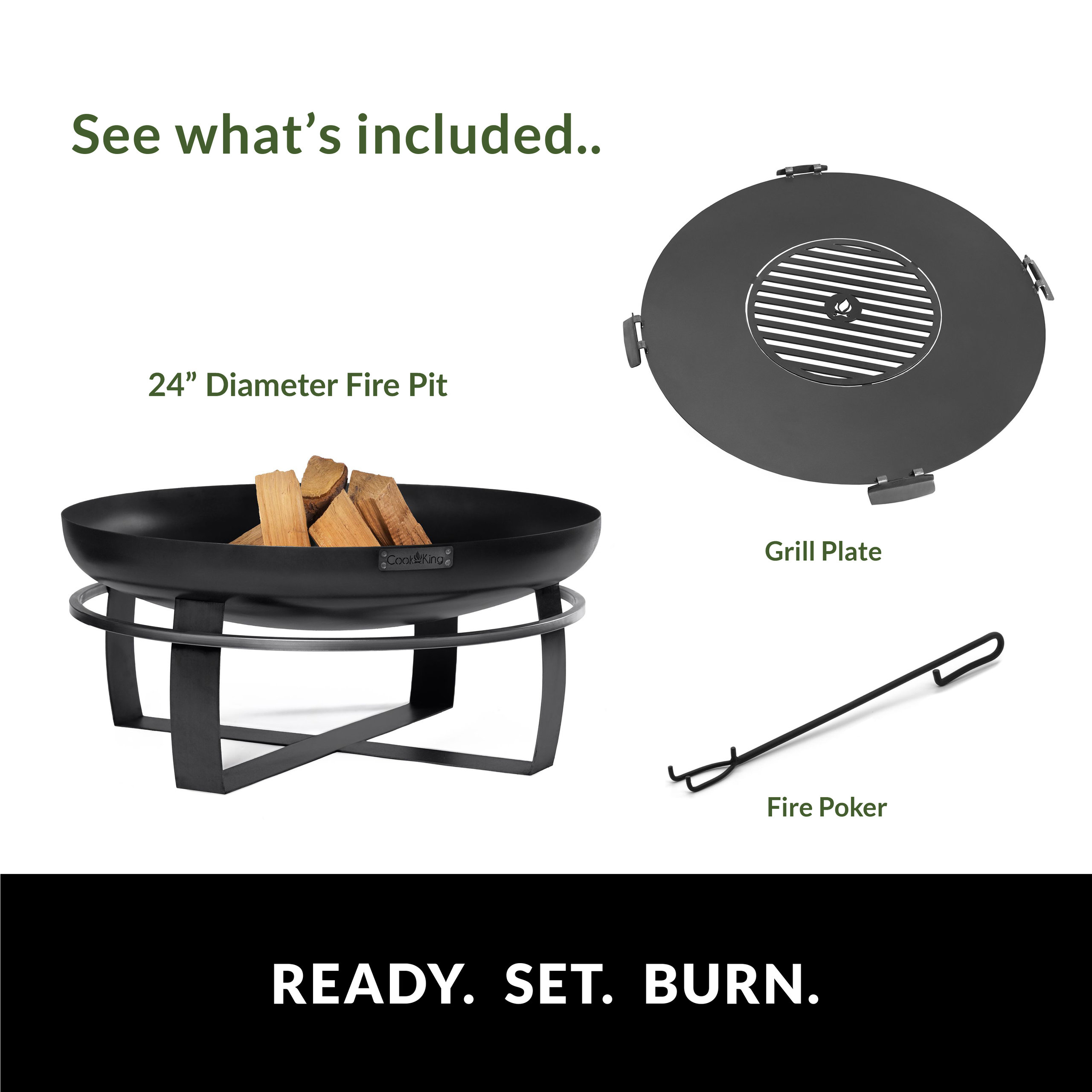 Viking 24" Fire Pit With Grill Plate - Transitional - Fire Pits - by ...