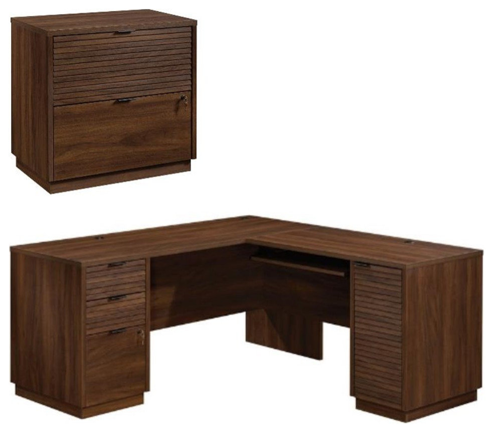 Home Square 2-Piece Set with Computer Desk & Lateral File in Spiced ...