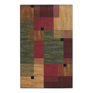 Mohawk New Wave Area Rug 10276 416 Green Blocks Striped, 5' x 8 ...